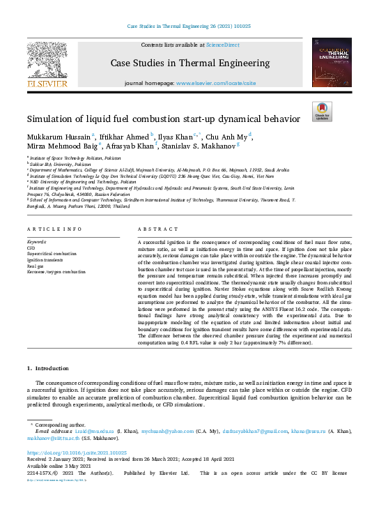 (PDF) Simulation of liquid fuel combustion start-up dynamical behavior