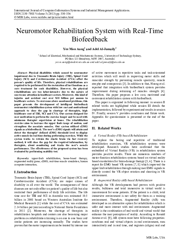 (PDF) Neuromotor Rehabilitation System with Real-Time Biofeedback