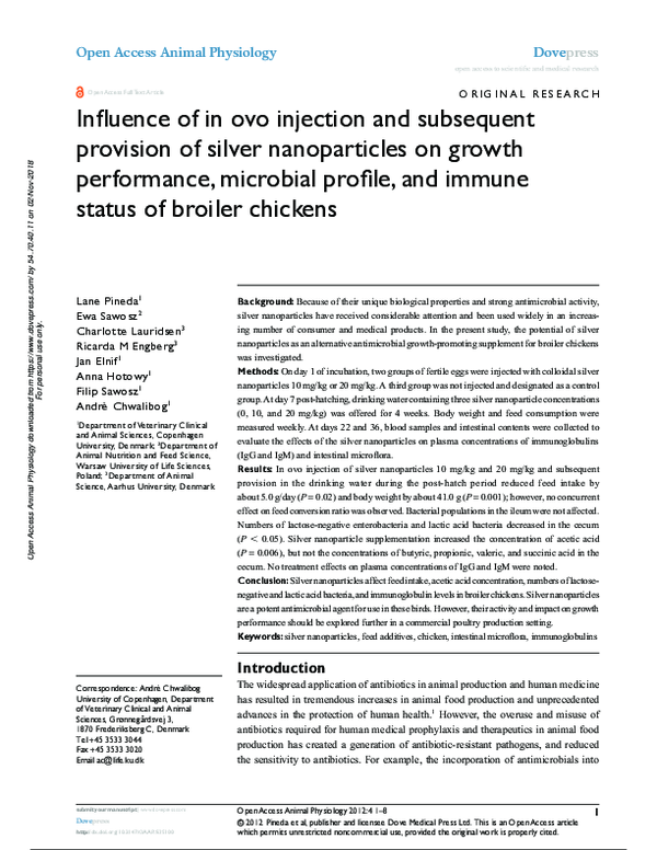 (PDF) Influence of in ovo injection and subsequent provision of silver ...