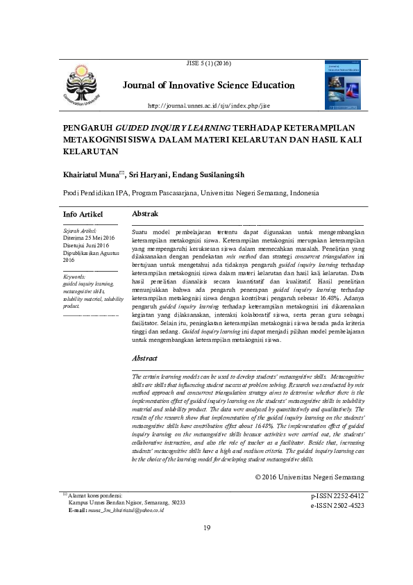 (PDF) Journal of Innovative Science Education PENGARUH GUIDED INQUIRY LEARNING TERHADAP ...