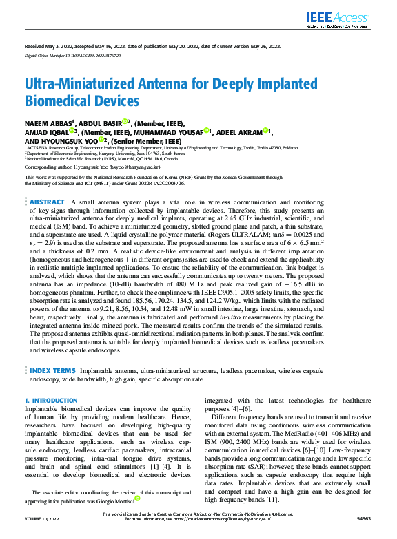 (PDF) Ultra-Miniaturized Antenna for Deeply Implanted Biomedical Devices