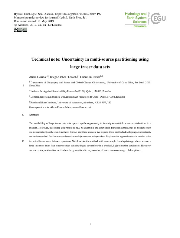 (PDF) Technical note: Uncertainty in multi-source partitioning using ...