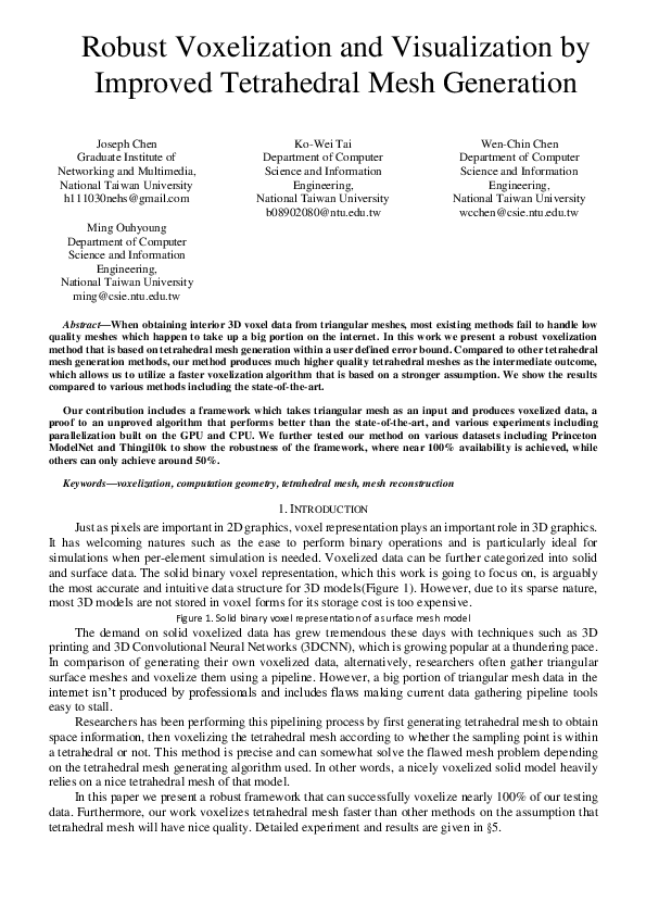 (PDF) Robust Voxelization and Visualization by Improved Tetrahedral Mesh Generation