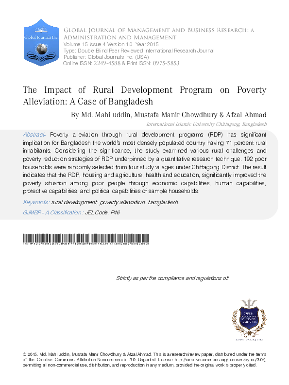 (PDF) The Impact of Rural Development Program on Poverty Alleviation: A ...