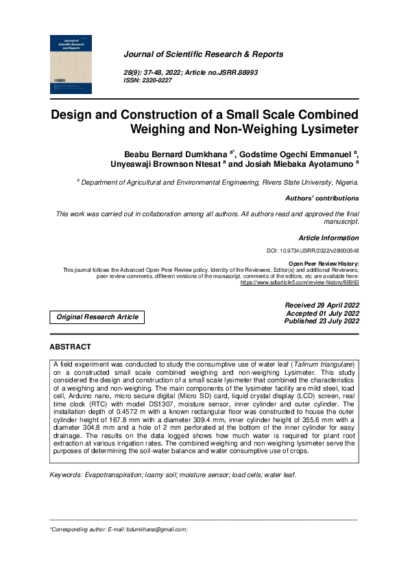 (PDF) Design and Construction of a Small Scale Combined Weighing and ...
