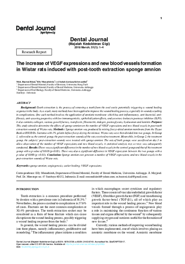 (PDF) VEGF Expression and Angiogenesis in Wistar Rats Post-Extraction