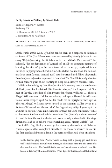 (PDF) Becky Nurse of Salem, by Sarah Ruhl