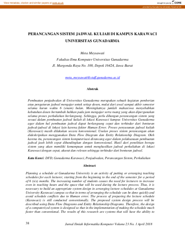 (PDF) Perancangan Sistem Jadwal Kuliah DI Kampus Karawaci Universitas ...