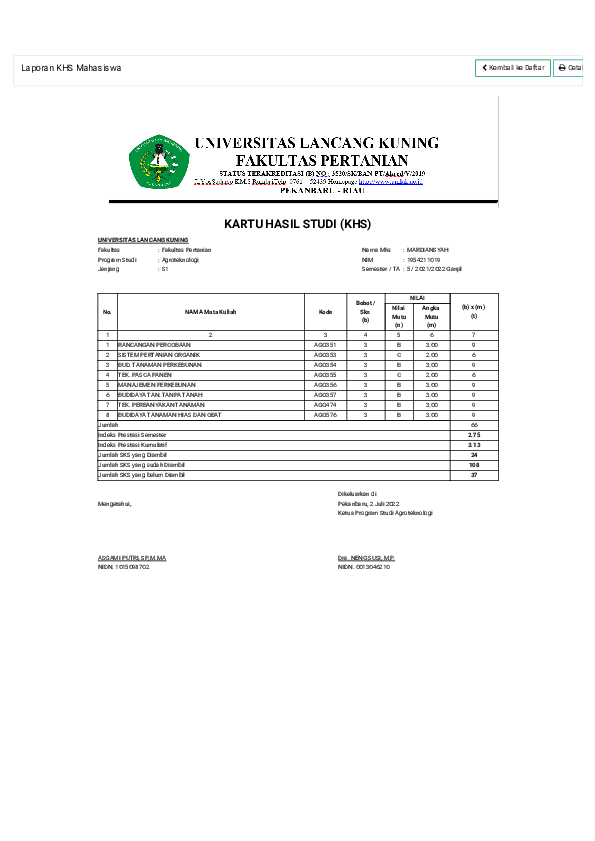(PDF) KARTU HASIL STUDI (KHS | mardi puth - Academia.edu