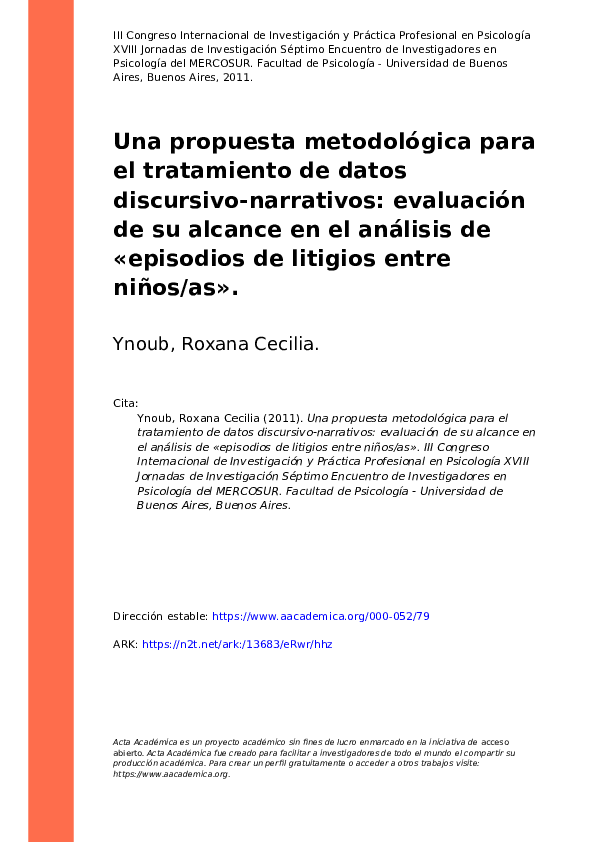 (PDF) Una Propuesta Metodológica Para El Tratamiento De Datos Discursivo-Narrativos: Evaluación ...