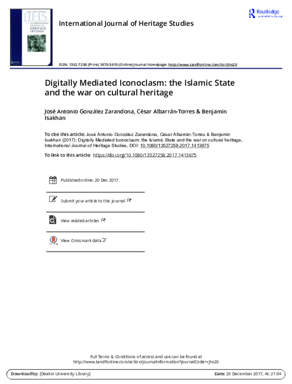 (PDF) Digitally Mediated Iconoclasm: the Islamic State and the war on ...