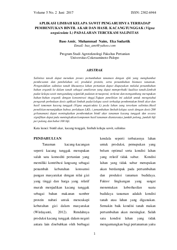 (PDF) APLIKASI LIMBAH KELAPA SAWIT PENGARUHNYA TERHADAP PEMBENTUKAN ...