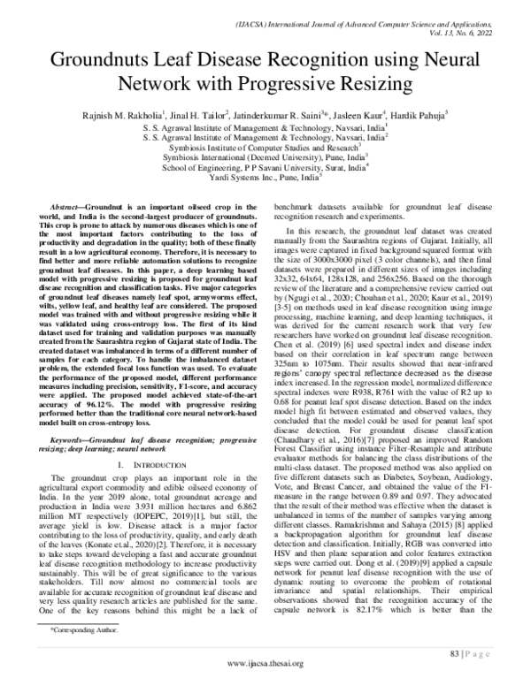 (PDF) Groundnuts Leaf Disease Recognition using Neural Network with ... (PDF) Groundnuts Leaf Disease Recognition using Neural Network with ...