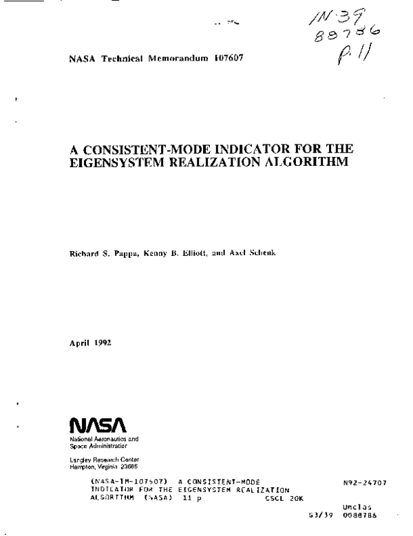 Pdf Consistent Mode Indicator For The Eigensystem Realization Algorithm