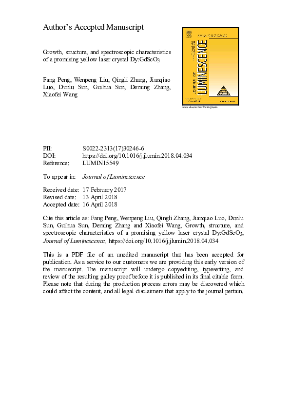 Pdf Growth Structure And Spectroscopic Characterization Of A New Laser Crystals Nd3