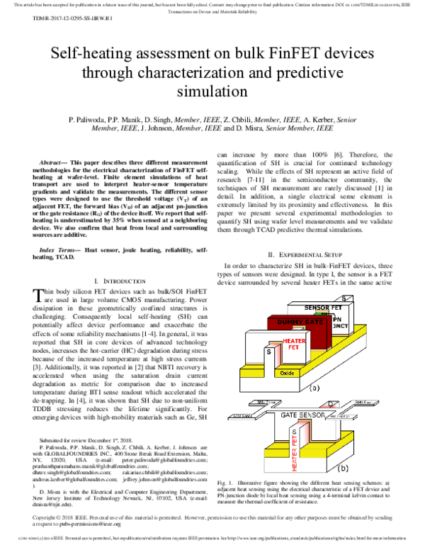 (PDF) Self-Heating Assessment on Bulk FinFET Devices Through ...