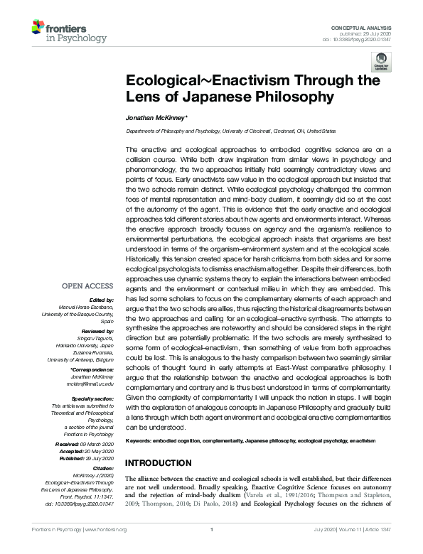 (PDF) Ecological∼Enactivism Through the Lens of Japanese Philosophy