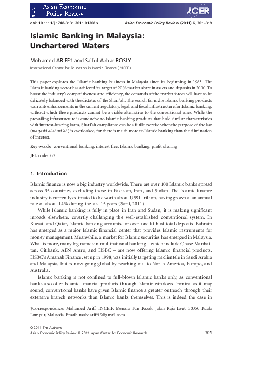 (PDF) Islamic Banking in Malaysia: Unchartered Waters
