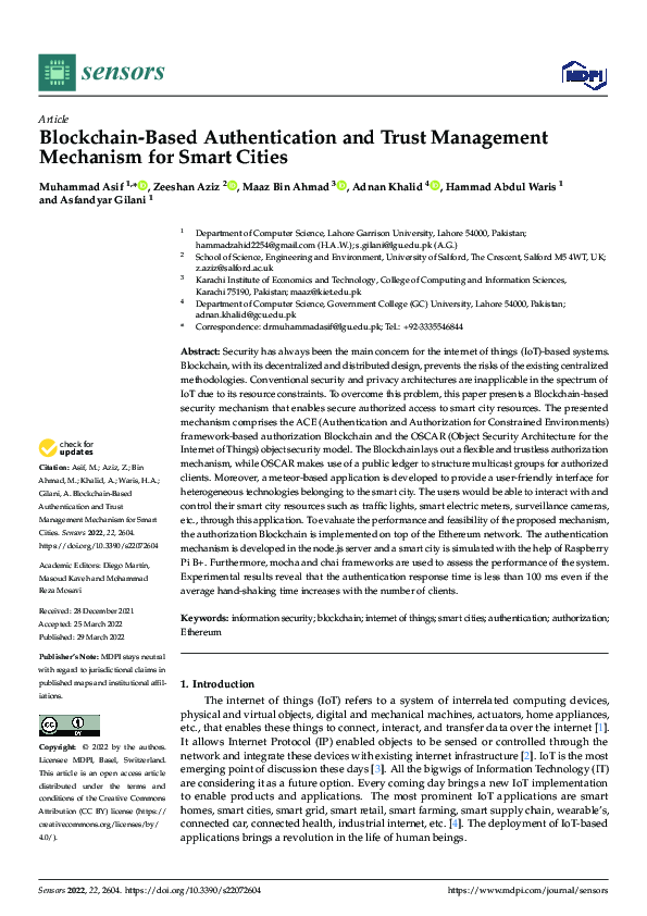(PDF) Blockchain-Based Authentication and Trust Management Mechanism for Smart Cities