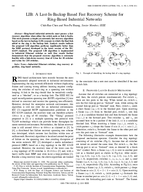 (PDF) LIB: A Last-In-Backup Based Fast Recovery Scheme for Ring-Based ...