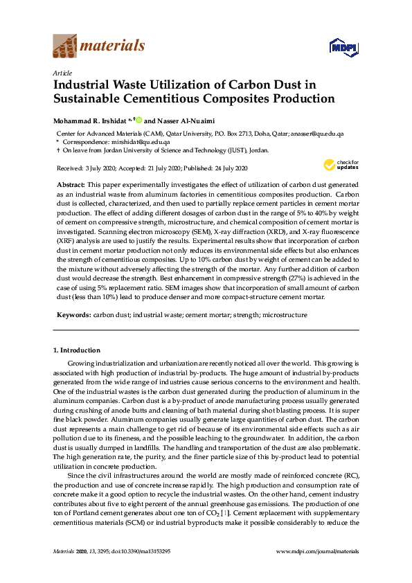 (PDF) Industrial Waste Utilization of Carbon Dust in Sustainable ...