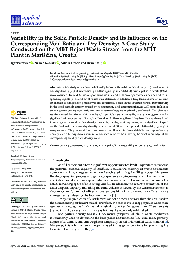 (PDF) Variability in the Solid Particle Density and Its Influence on ...