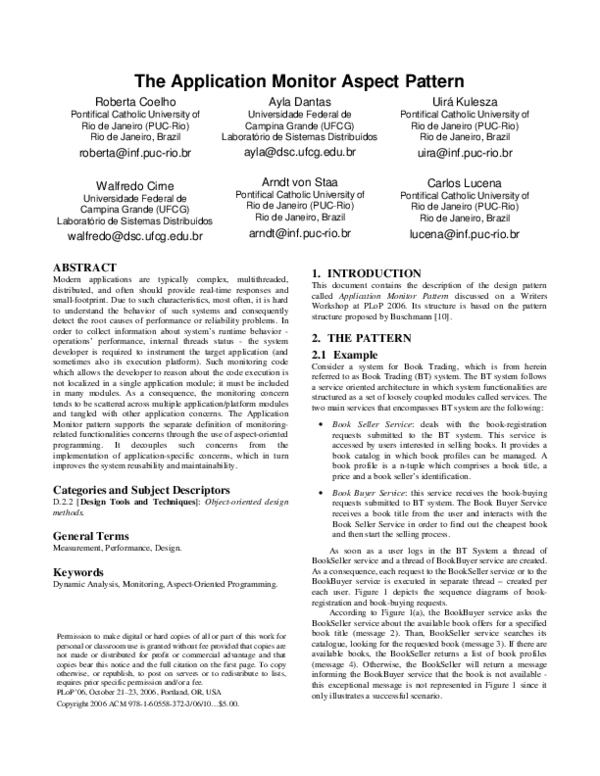 (PDF) The application monitor aspect pattern
