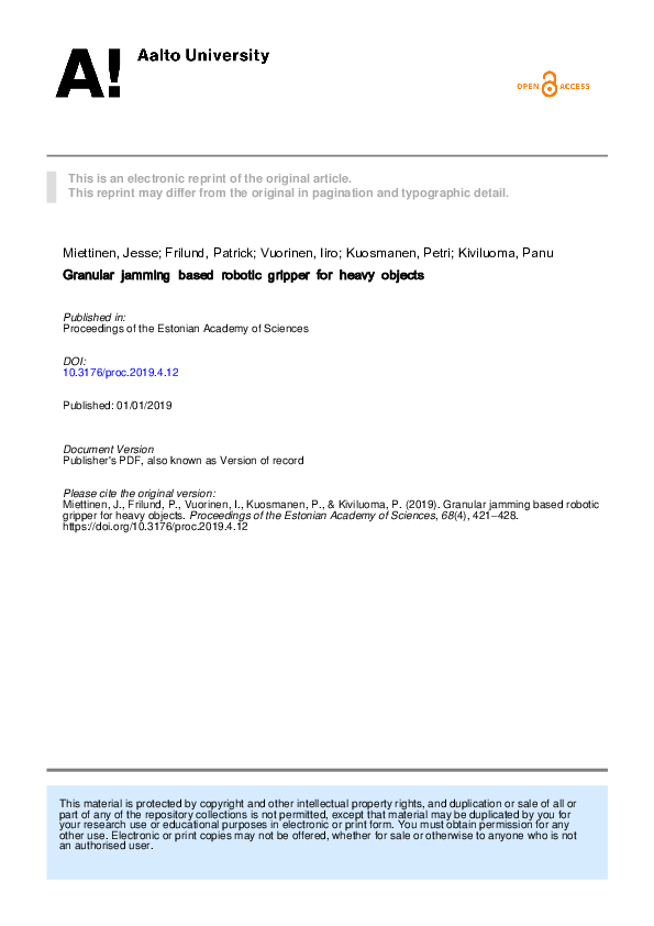 (PDF) Granular jamming based robotic gripper for heavy objects