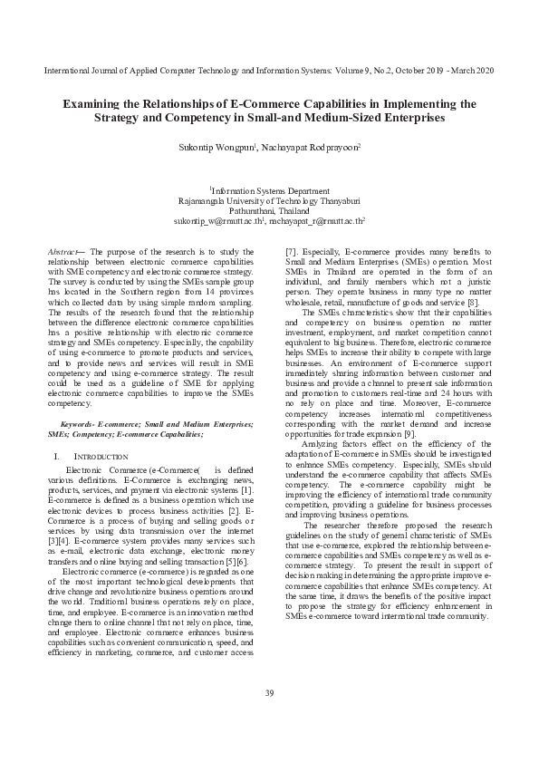 (PDF) Examining the Relationships of E-Commerce Capabilities in Implementing the Strategy and ...
