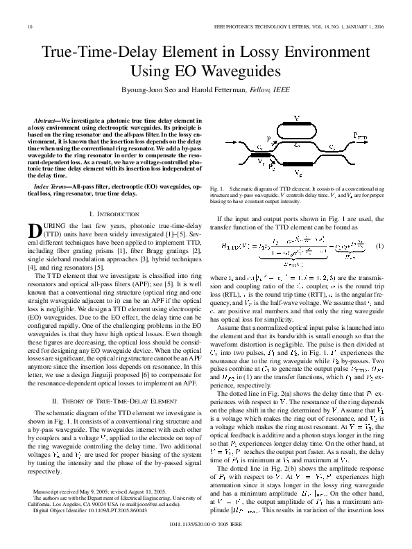 (PDF) True-time-delay element in lossy environment using EO waveguides | Byoung-joon Seo ...