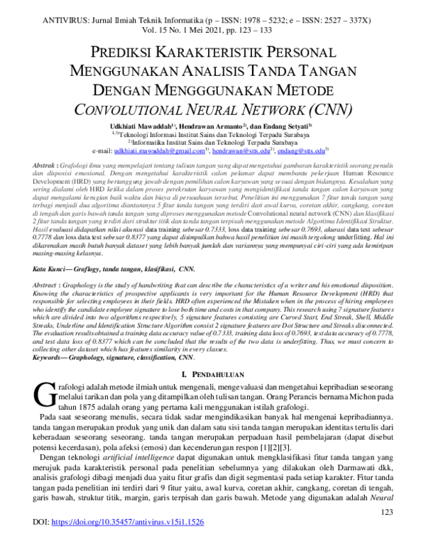 (PDF) Prediksi Karakteristik Personal Menggunakan Analisis Tanda Tangan ...