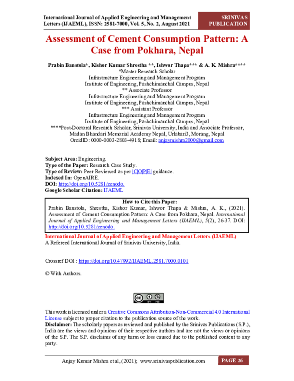 (PDF) Cement Consumption Trends in Pokhara, Nepal