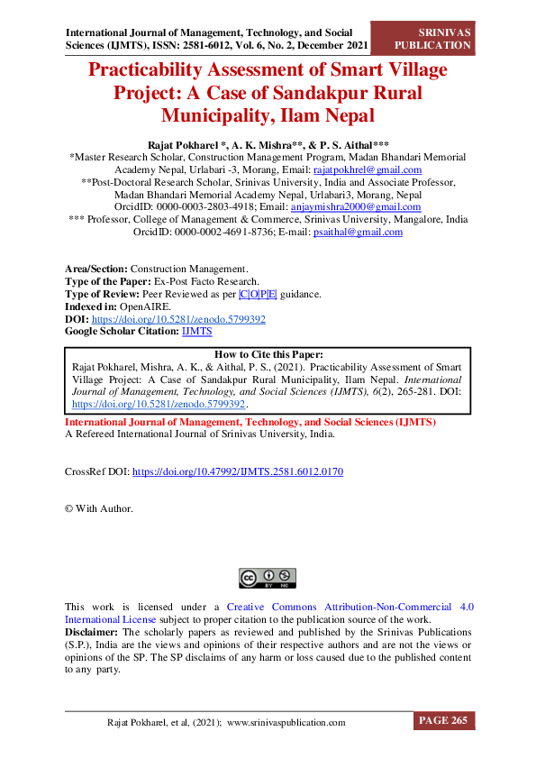 (PDF) Practicability Assessment of Smart Village Project: A Case of ...