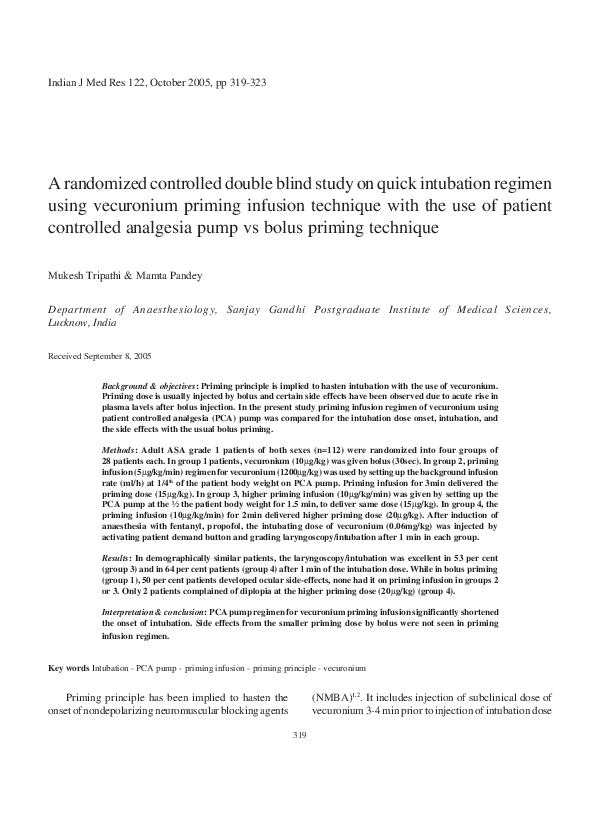 (PDF) A randomized controlled double blind study on quick intubation ...