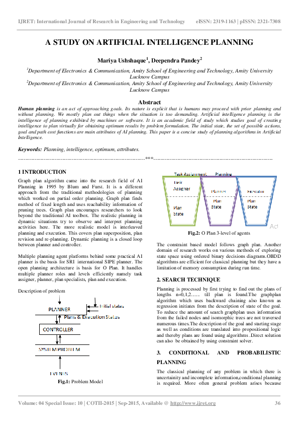 (PDF) A Study on Artificial Intelligence Planning