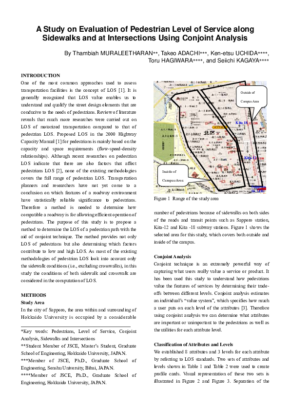 (PDF) A Study on Evaluation of Pedestrian Level of Service Along Sidewalks and at Crosswalks ...