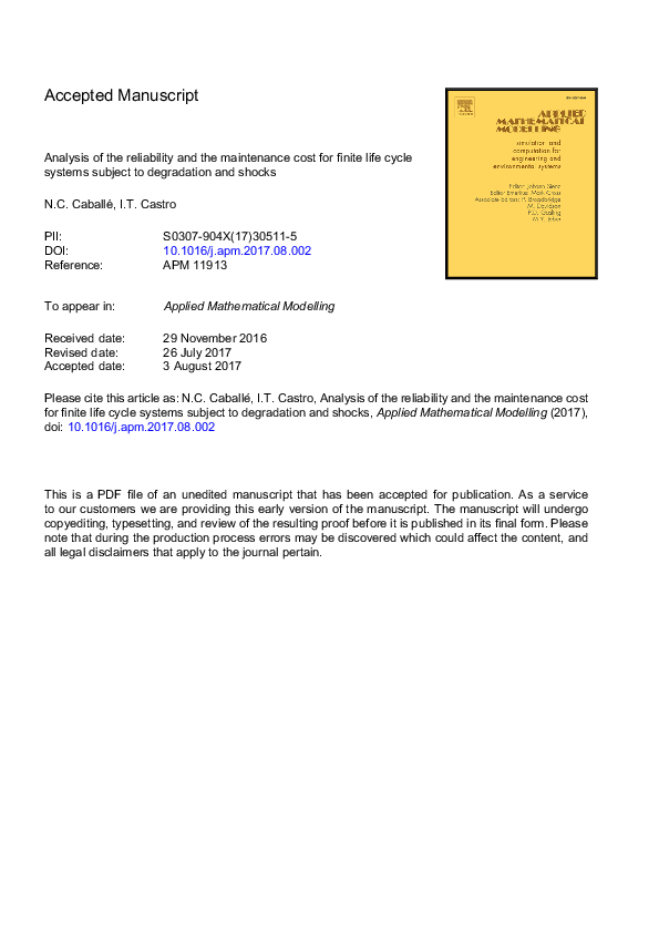 (PDF) Analysis of the reliability and the maintenance cost for finite ...