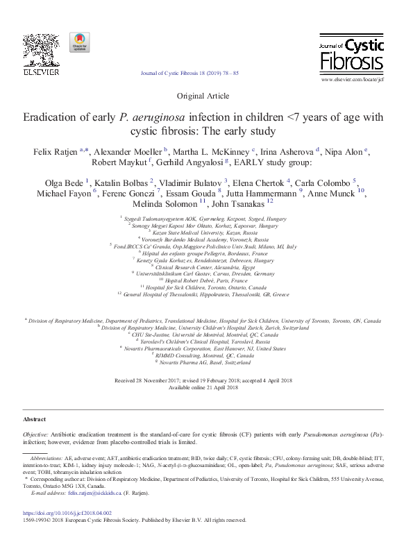 (PDF) Eradication of early P. aeruginosa infection in children