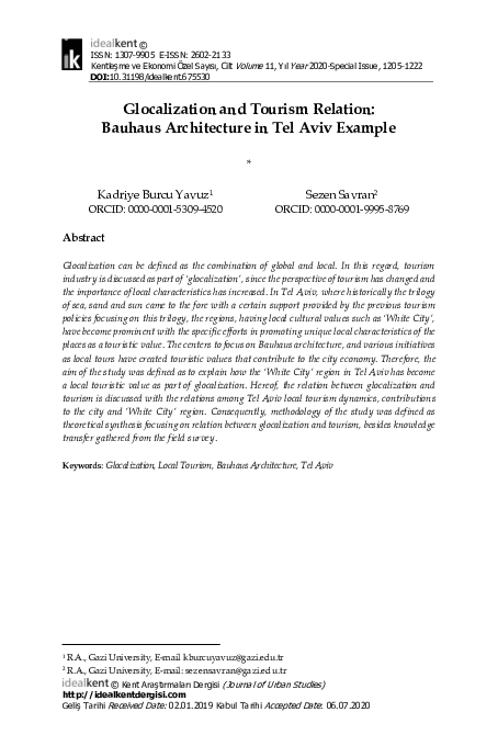 (PDF) Glocalization and Tourism Relation: Bauhaus Architecture in Tel ...