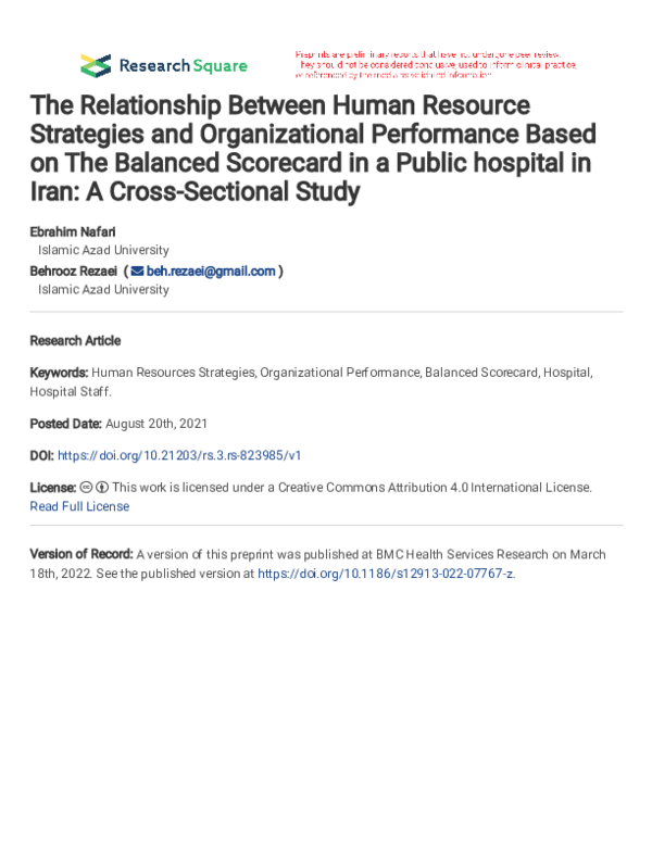 (PDF) The Relationship Between Human Resource Strategies and ...