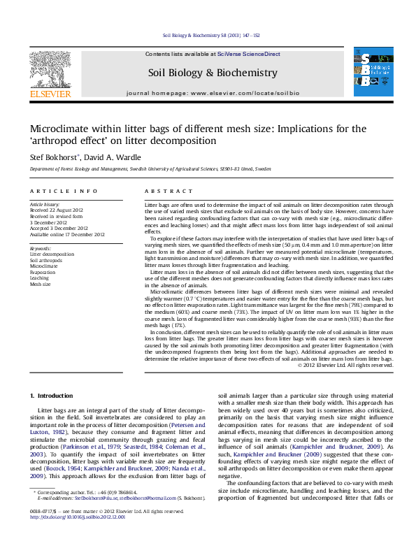 (PDF) Microclimate within litter bags of different mesh size ...