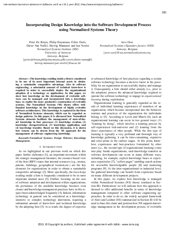 (PDF) Incorporating Design Knowledge into the Software Development Process using Normalized ...
