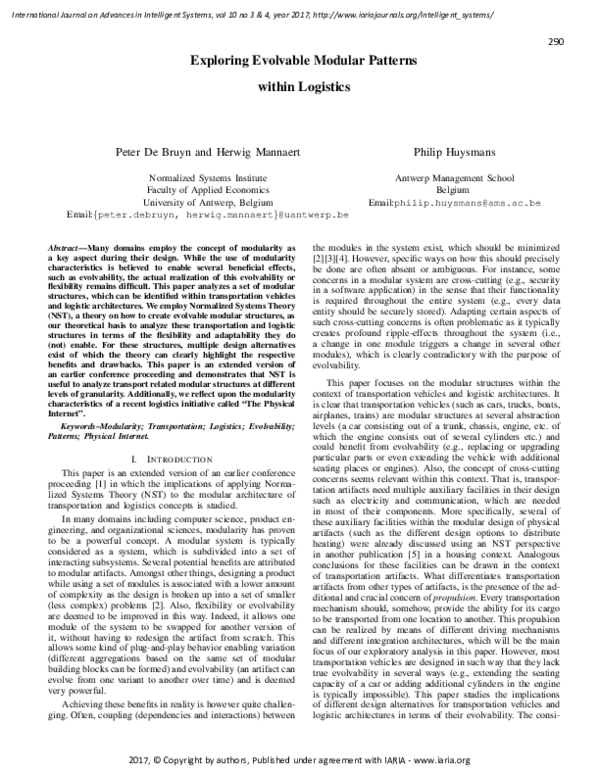 (PDF) Exploring evolvable modular patterns within logistics