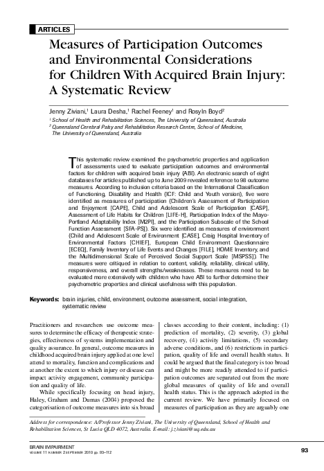 (PDF) Measures of Participation Outcomes and Environmental ...