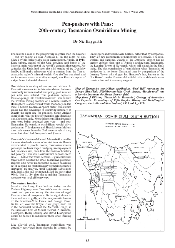 (PDF) 'Pen-pushers with pans: 20th-century Tasmanian osmiridium mining'