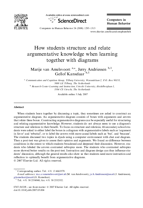 (PDF) How students structure and relate argumentative knowledge when learning together with ...