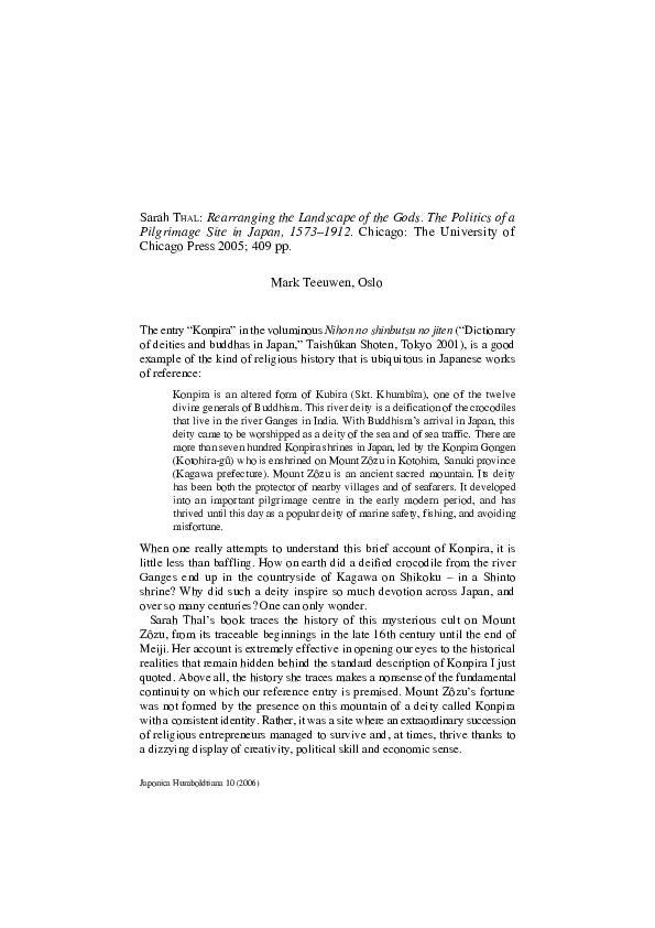 (PDF) Sarah THAL: Rearranging the Landscape of the Gods
