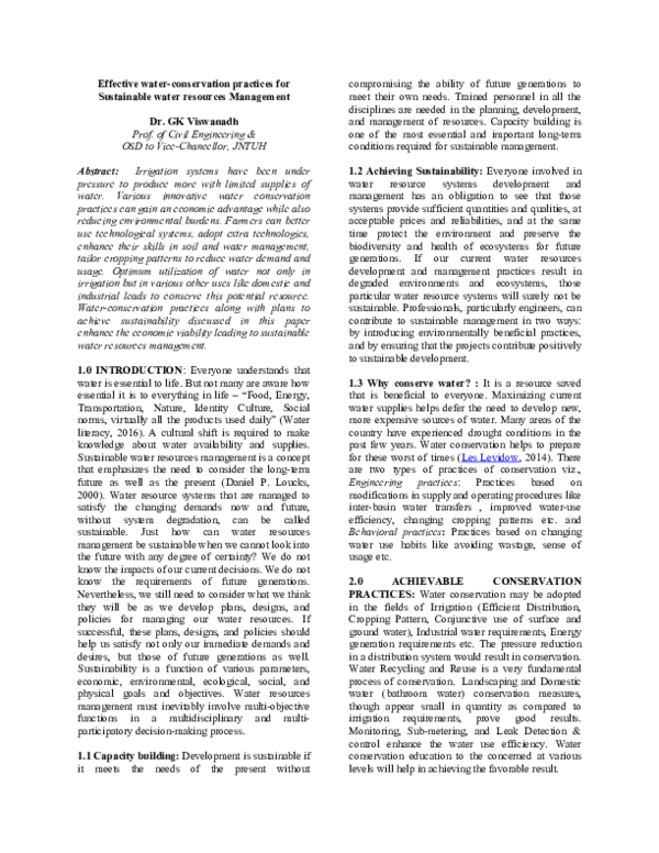 (DOC) Effective water-conservation practices for Sustainable water ...