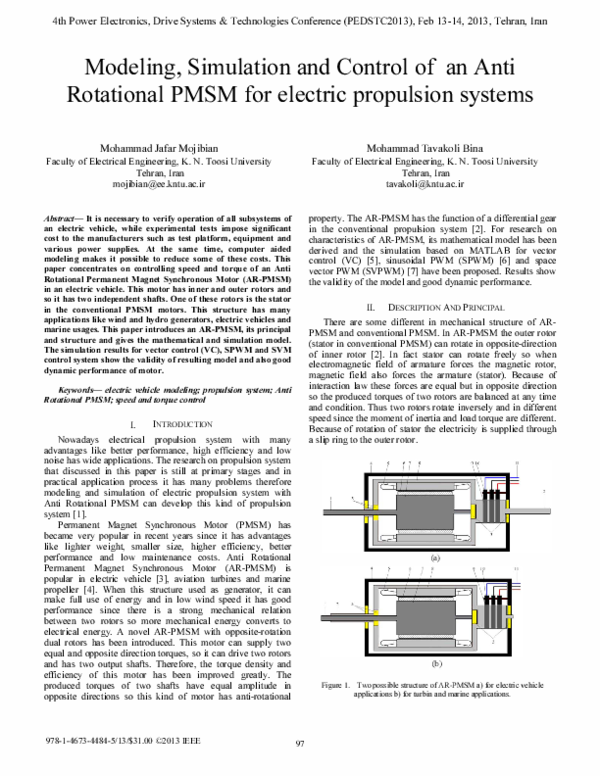 (PDF) Modeling, simulation and control of an Anti Rotational PMSM for ...