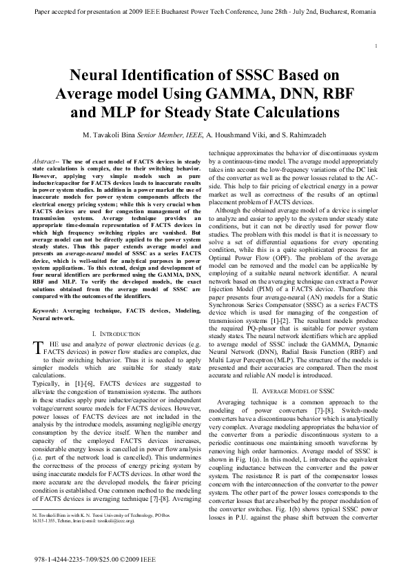 (PDF) Neural identification of SSSC based on average model using GAMMA, DNN, RBF and MLP for ...